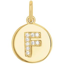 Amor Damen Buchstabenanh&auml;nger "A-Z", F, Silber 925 (Sterlingsilber), 0,79 g, gold, Silber 925 (Sterlingsilber), Schmuckanh&auml;nger, mit Zirkonia (synth.)