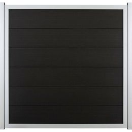 GroJa Viento Sichtschutzzaun Anthrazitgrau mit Alu-Rahmen silber EV1 Sichtschutz Lamellenzaun, 180 cm