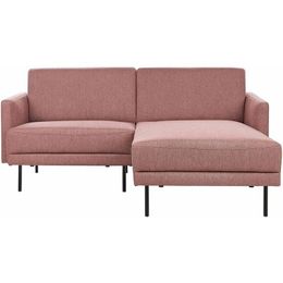 Beliani Ecksofa Rosa-Braun Stoff Linksseitig 2-Sitzer Sofa mit Schwarzen Metallfüßen Glamour Modern Wohnzimmer Büro Arbeitszimmer Wohnküche Esszimmer