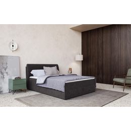 Boxbett COTTA "Cooper", schwarz, B:145cm L:213cm, 100% POLYESTER (PES), Komplettbetten, inkl. Topper, Bettkasten und verstellbarem Kopfteil
