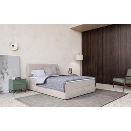 Boxbett COTTA "Cooper", grau (elephant), B:95cm L:213cm, 100% POLYESTER (PES), Komplettbetten, inkl. Topper, Bettkasten und verstellbarem Kopfteil