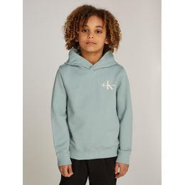 Kapuzensweatshirt Calvin Klein Jeans "SMALL MONOGRAM HOODIE", Jungen, Gr. 16 (176), grün (jadeite), Sweatware, Obermaterial: 100% Baumwolle, casual, regular fit, Langarm, Sweatshirts, für Kinder bis 16 Jahre und mit Logoschriftzug