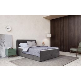 Boxbett COTTA "Cooper", grau (anthrazit), B:125cm L:213cm, 100% POLYESTER (PES), Komplettbetten, inkl. Topper, Bettkasten und verstellbarem Kopfteil
