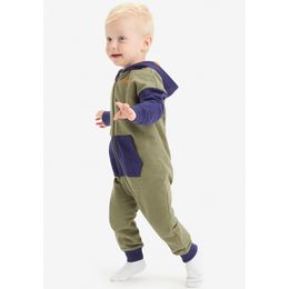 Overall LEVI'S KIDS "Poster Logo", Baby, Gr. 18M (86), N-Gr, grün (olivine), Stoff, Obermaterial: 80% Baumwolle, 20% Polyester, colorblocking, casual, bequem normal, Rundhals, Langarm Bündchen, Overalls, for Baby BOYS