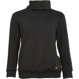 Rollkragenpullover Seidel Moden, Damen, Gr. 46, schwarz, Strick, Obermaterial: 81% Polyester, 16% Viskose, 3% Elasthan, Strukturmuster, casual, regular fit taillenbedeckt, ohne Ausschnitt, Pullover, mit Logo Patch, MADE IN GERMANY