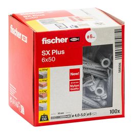 Fischer Spreizd&uuml;bel-Set 'SX Plus' &Oslash; 6 x 50 mm, 100-teilig