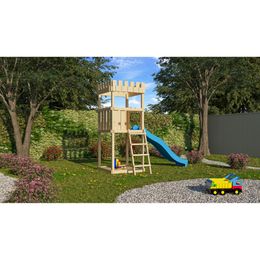 Akubi Spielturm 'Ritterburg Löwenherz' Rutsche blau, 107 x 107 x 259,5 cm