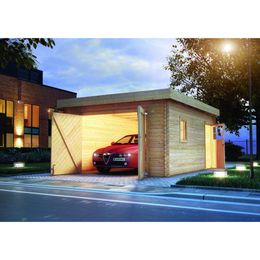 Karibu Garage 'BB' Flachdach 387 x 537 x 253 cm naturfarben