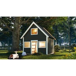 Karibu Spielhaus 'Fynn' Fichtenholz terragrau 212,5 x 183,5 x 253 cm