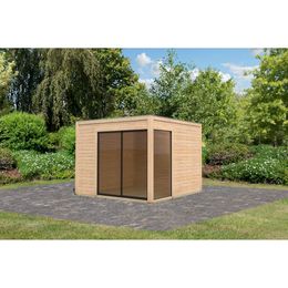 Karibu Gartenhaus 'Kubus 1' naturbelassen 308 x 242 x 308 cm