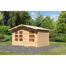 Karibu Blockbohlenhaus 'Vogor' naturbelassen 406 x 247 x 312 cm