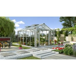 Vitavia Gewächshaus 'Zeus Comfort 10000' 266,2 x 398,6 cm mit 3 mm Sicherheitsglas/10 mm Hohlkammerplatten aluminiumfarben