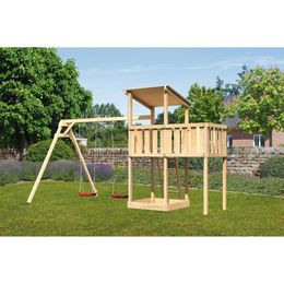 Karibu Spielturm 'Anna' naturbelassene nordische Fichte 107 x 270 x 107 cm