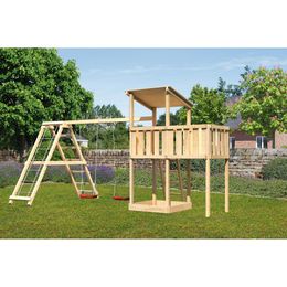 Karibu Spielturm 'Anna' naturbelassene nordische Fichte 107 x 270 x 107 cm