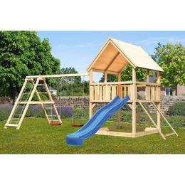Karibu Spielturm 'Luis' naturbelassene nordische Fichte 200 x 345 x 200 cm