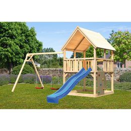 Karibu Spielturm 'Luis' naturbelassene nordische Fichte 200 x 345 x 200 cm
