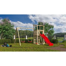 Karibu Spielturm 'Anna' naturbelassene nordische Fichte 107 x 270 x 107 cm