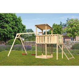 Karibu Spielturm 'Anna' naturbelassene nordische Fichte 107 x 270 x 107 cm