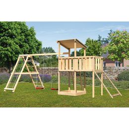 Karibu Spielturm 'Anna' naturbelassene nordische Fichte 107 x 270 x 107 cm