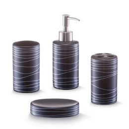 zeller Badaccessoires-Set Keramik schwarz 4-teilig