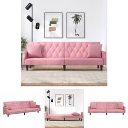 Schlafsofa mit Armlehnen Rosa Samt - Sofas - Rosa - The Living Store