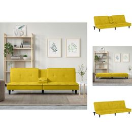 vidaXL Sofas - Living Schlafsofa mit Getränkehaltern Gelb Samt