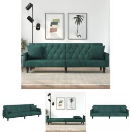 Schlafsofa mit Armlehnen Dunkelgrün Samt - Sofas - Grün - The Living Store