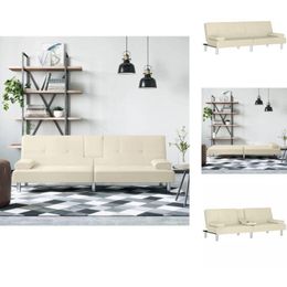 vidaXL Sofas - Living Schlafsofa mit Getränkehaltern Creme Kunstleder - Creme