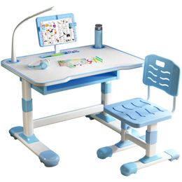 Kindertisch- und Stuhlset mit Stauraum - Kinder-Schreibtisch - 73×70×46 cm - Blau