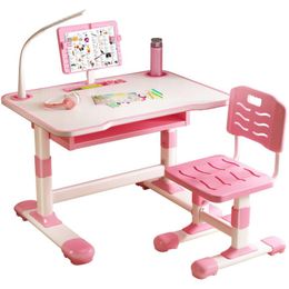 Kindertisch- und Stuhlset mit Stauraum - Kinder-Schreibtisch - 73×70×46 cm - Rosa