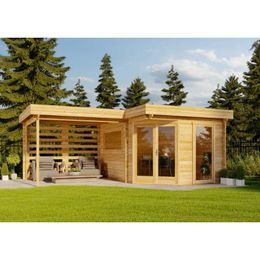 5-Eck Gartenhaus Pepe Optima Gartenhaus aus Holz , Holzhaus mit 40 mm Wandstärke, Blockbohlenhaus mit MontagematerialNaturbelassen - Alpholz