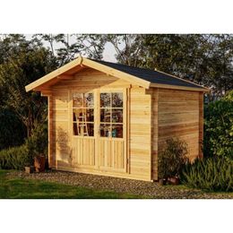 Alpholz - Garten- und Gerätehaus Roger-34 Imprägniert Gartenhaus aus Holz in Braun, Holzhaus mit 34 mm Wandstärke, Blockbohlenhaus mit