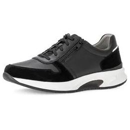 Keilsneaker Gabor ROLLINGSOFT, Herren, Gr. 10 (44,5), schwarz, Nappaleder, Veloursleder, unifarben, sportlich, Schuhe, Schnürschuh, Komfortschuh, Freizeitschuh, Weite G 1/2 (= weit)