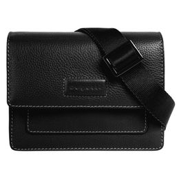 Umhängetasche Bugatti "ELSA", Damen, Gr. B/H/T: 19cm x 14cm x 8cm onesize, schwarz, Leder, unifarben, leicht glänzend, Taschen, echt Leder