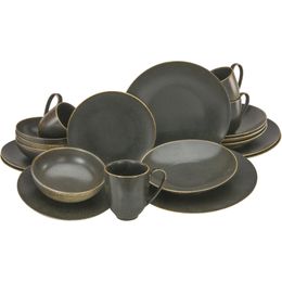 Kombiservice Creatable "Geschirr-Set Rusty", braun (braun, goldfarben), 20 tlg., Porzellan, Geschirr-Sets, Service, seidenmatte Glasur, 20 Teile, für 4 Personen