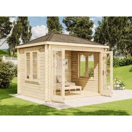 Carlsson Gartenhaus Summertime-40 mit großer Falttür aus Holz Holzhaus, 40 mm, Naturbelassen