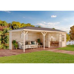 Gartenhaus Mississippi-40 aus Holz, Holzhaus mit Terrasse, 40 mm Wandstärke - naturbelassenNaturbelassen - Alpholz