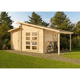 Carlsson - Alpholz Gartenhaus Aktiva 40 Varianta Gartenhaus aus Holz, Holzhaus mit 40 mm Wandstärke inklusive Schleppdach, Blockbohlenhaus mit