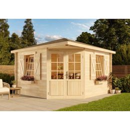 Alpholz - 5-Eck Gartenhaus Monica Royal aus Massiv-holz, Gerätehaus Garten Holzhaus, Geräteschuppen Größe: 350 x 350 cm, Spitzdach, 40 mm Wandstärke,