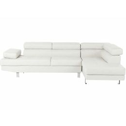 Beliani 5-Sitzer Ecksofa Weiß Kunstleder L-Förmig mit Chaiselongue Linksseitig Verstellbare Kopfstützen Klassisch Modern Wohnzimmer Polstersofa