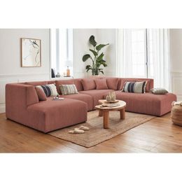 Victoire – modulare wohnlandschaft ecksofa rechts - 7-sitzer – aus cord - rosa