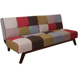 3-Sitzer-Schlafsofa, aus gepolstertem Patchwork-Stoff, Clic-Clac-Öffnung, in ein Einzelbett umwandelbar, Made in Italy, 180x79xh76 cm, Mehrfarbig