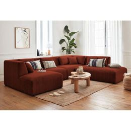 Victoire – modulare wohnlandschaft ecksofa rechts - 7-sitzer – aus cord - terrakotta