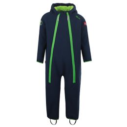 Overall Trollkids, Jungen, Gr. 104, N-Gr, blau (navy, grün), Web, Obermaterial: 94% Polyester, 6% Elasthan. Futter: 100% Polyester, unifarben mit Farbeinsatz, sportlich, hoch geschlossener Ausschnitt, Langarm Raglanärmel eingefasste Kante, Overalls