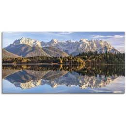 Wandbild Artland "Karwendelblick am Barmsee", beige (naturfarben), B:150cm H:75cm, Canvas, Leinwand, Bilder, als Leinwandbild, Wandaufkleber in verschied. Größen