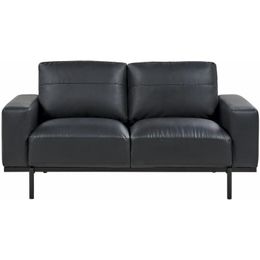 Beliani Sofa Schwarz Kunstleder 2-Sitzer mit Breiten Armlehnen Dicken Sitzkissen Modern Couch Zweisitzer Wohnzimmer Büro Arbeitszimmer Möbel Sitzmöbel