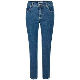 Slim-fit-Jeans Angels "ORNELLA", Damen, Gr. 42, N-Gr, blau (mid blau), Denim/Jeans, Obermaterial: 92% Baumwolle, 6% Polyester, 2% Elasthan, casual, slim fit 7/8-Länge, Jeans