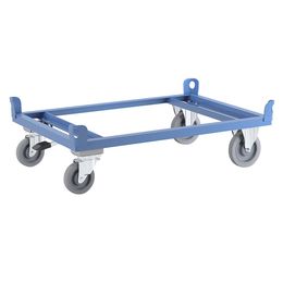eurokraft pro Fahrgestell aus Stahl, für Europaletten, mit Zentralstopp, Ladehöhe 280 mm