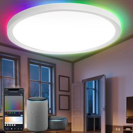 VINGO 24W Smart LED Deckenleuchte Superslim für Badezimmer - 2040LM, dimmbar, RGB-Büroleuchte