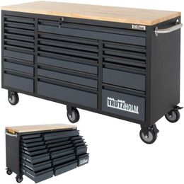 baumarktplus - Werkstattwagen Deluxe xxl Anthrazit unbestückt 160 x 91 cm 20 Schubladen Werkbank Sideboard